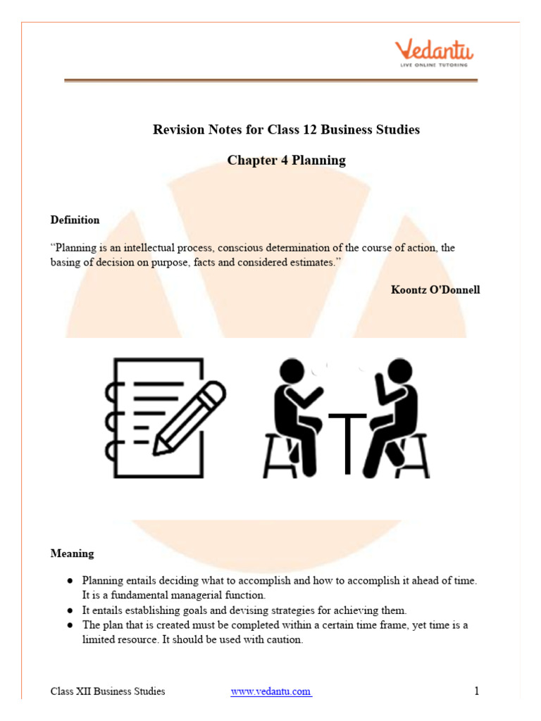 Business Studies Chapter 4 Planning Class 12 Notes PDF Download | PDF ...