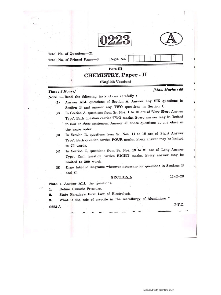 Chemistry 2nd Year IPE Papers | PDF
