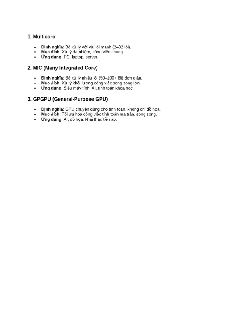 Distinguish Among Multicore, MIC, and GPGPU Organizations. | PDF