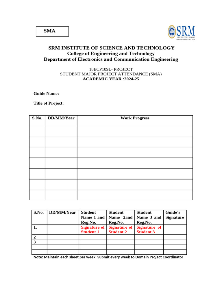 SMA - Template | PDF
