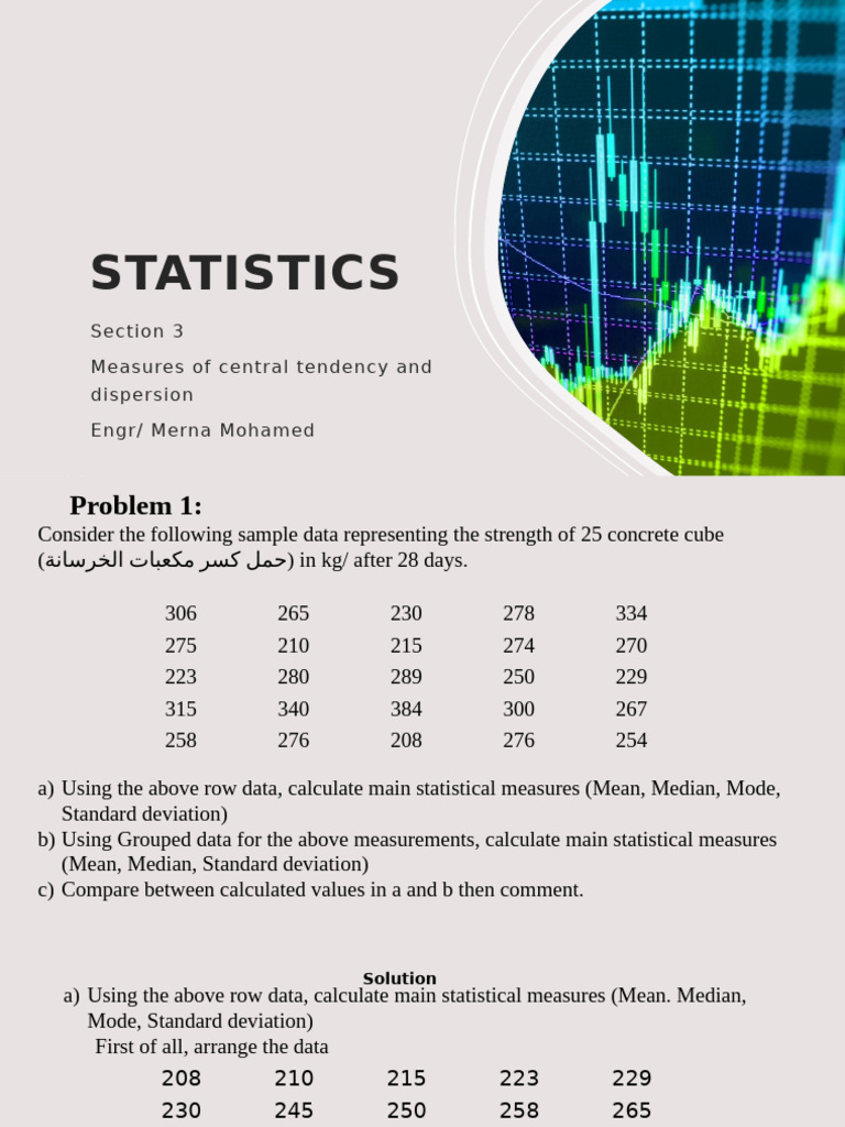 Measures Of Central Tendency And Dispersion Pdf Median Mode Statistics