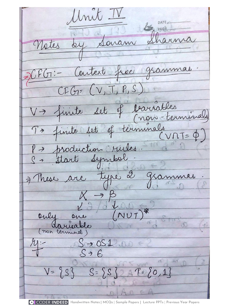 Unit 1 Toc Handwritten | PDF