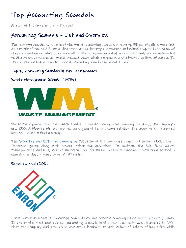 Top Accounting Scandals | PDF | Enron | Business