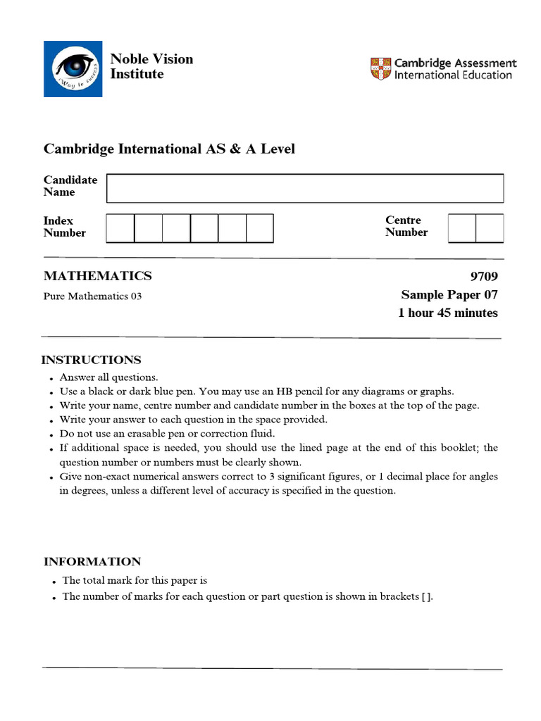 AL Pure Mathematics 03 | PDF | Mathematics