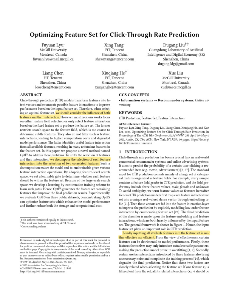 Optimizing Feature Set for Click-Through Rate Prediction | PDF ... Optimizing Feature Set for Click-Through Rate Prediction | PDF ...
