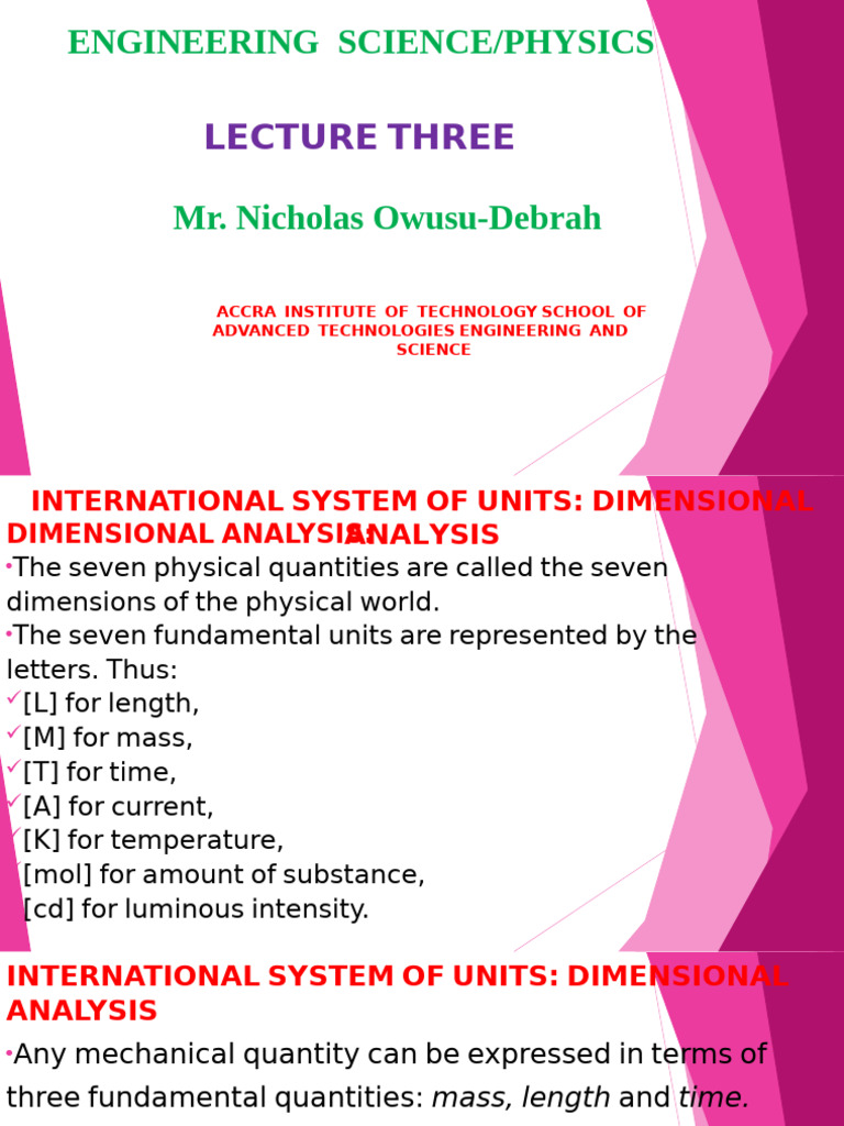 3 - International System of Units Lecture 1B | PDF | International System Of Units | Applied And ...