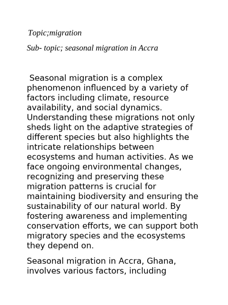 Seasonal Migration Trends in Accra | PDF