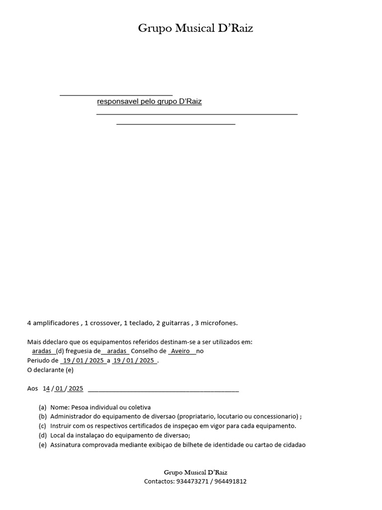 Termo de Responsabilidade D RAIZ RETIFICADO ARADAS 25 | PDF