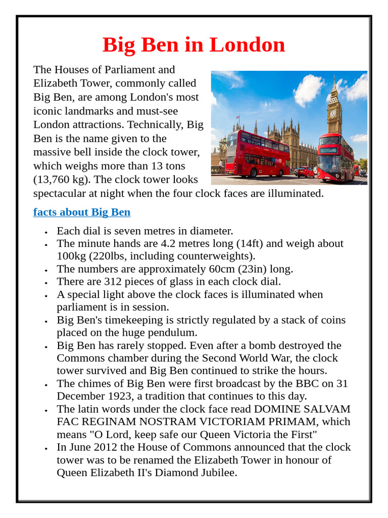 Big Ben: Iconic London Landmark | PDF