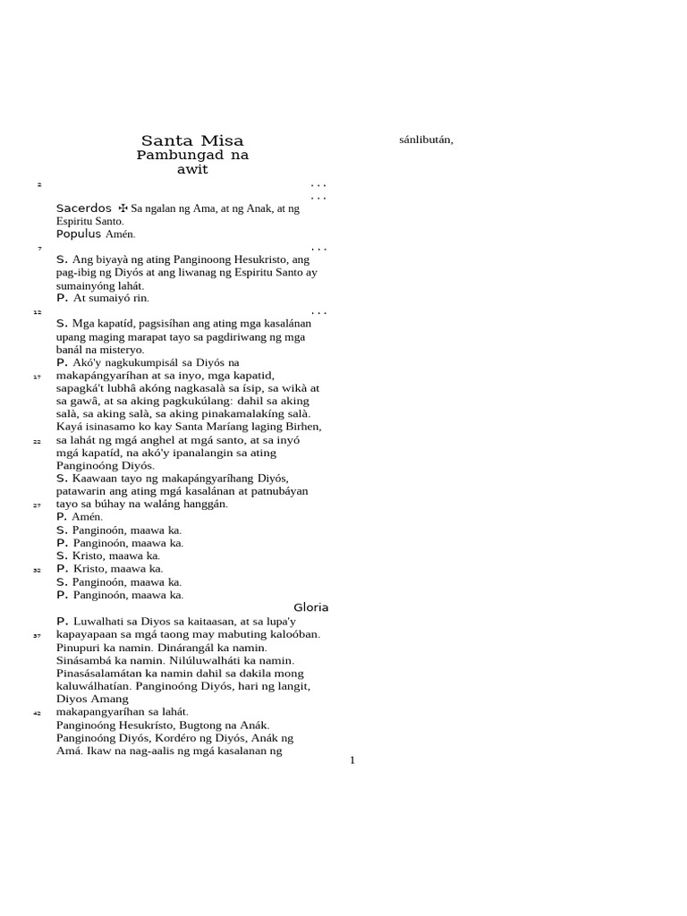 Tagalog Catholic Odrer of Mass | PDF