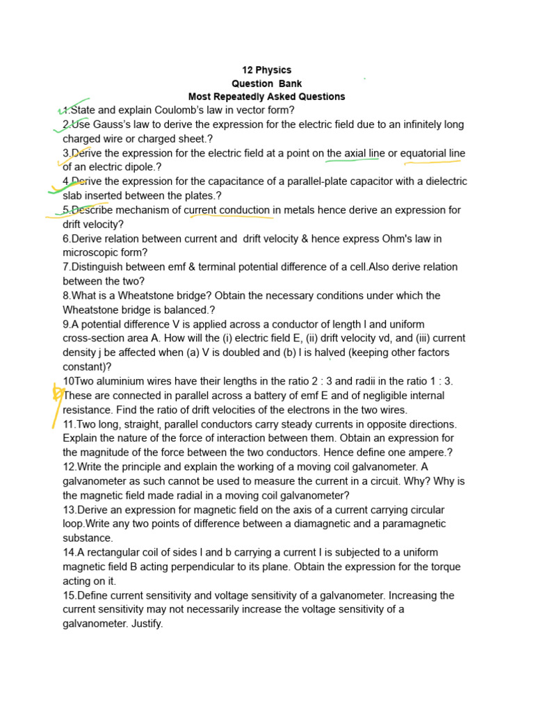 12 Physics Question Bank All Topics | PDF | Electromagnetic Induction ...