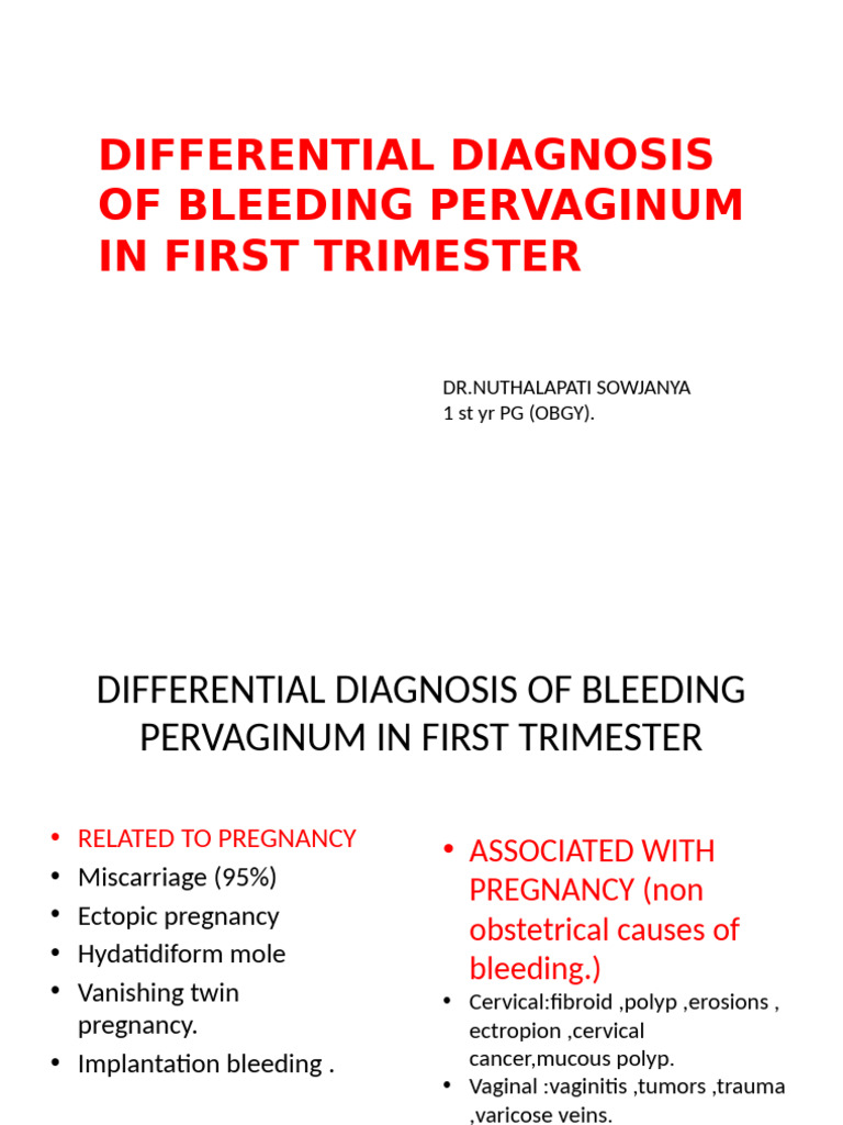 Differential Diagnosis of Bleeding Pervaginal | PDF
