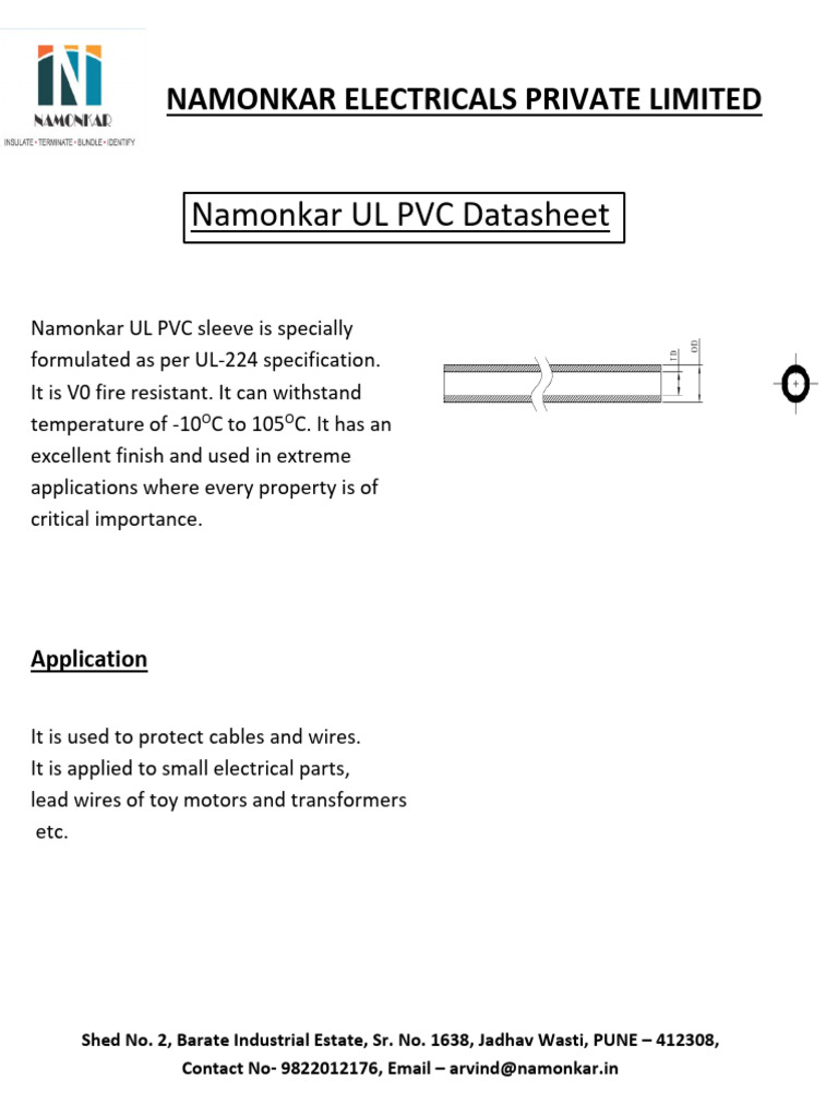Namonkar Ul PVC Data Sheet - 1 | PDF | Polyvinyl Chloride | Physical ...
