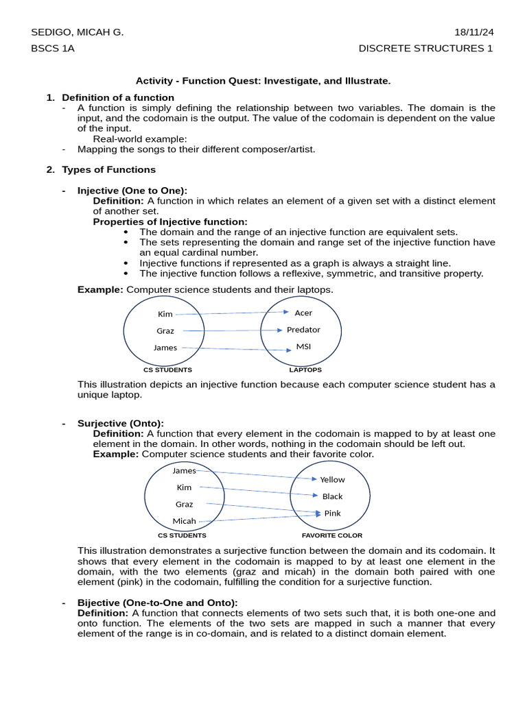 DISCRETE STRUCTURES ASSIGNMENT | PDF | Function (Mathematics) | Mathematical Objects