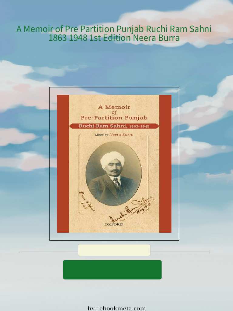 A Memoir of Pre Partition Punjab Ruchi Ram Sahni 1863 1948 1st Edition Neera Burra All Chapters ...
