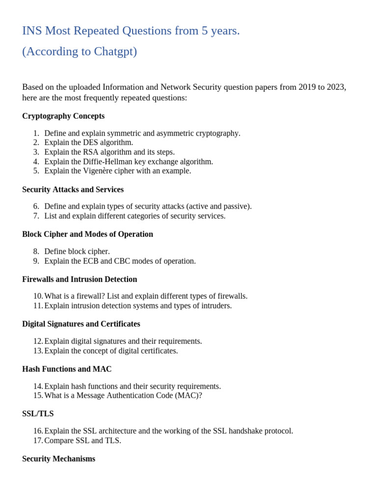 Top 25 InfoSec Questions (2019-2023) | PDF