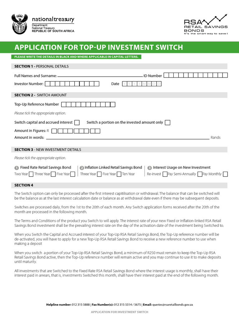 2022 RSA RSB Top Up Switch Form | PDF | Interest | Bonds (Finance)