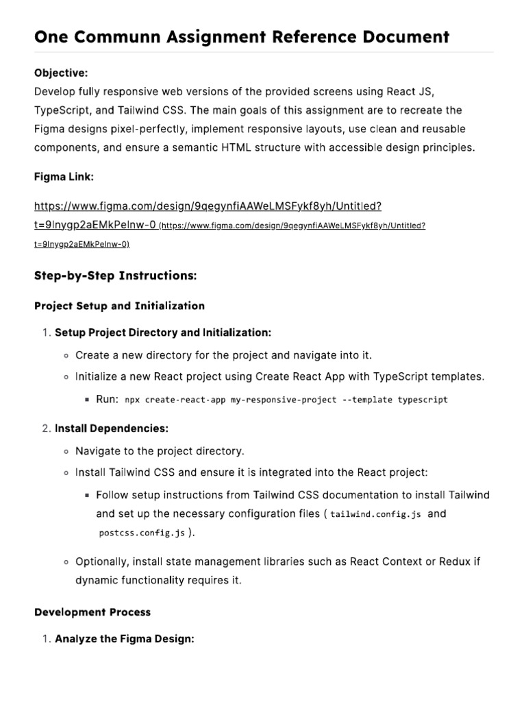 One Commumn Assignment Reference Document | PDF