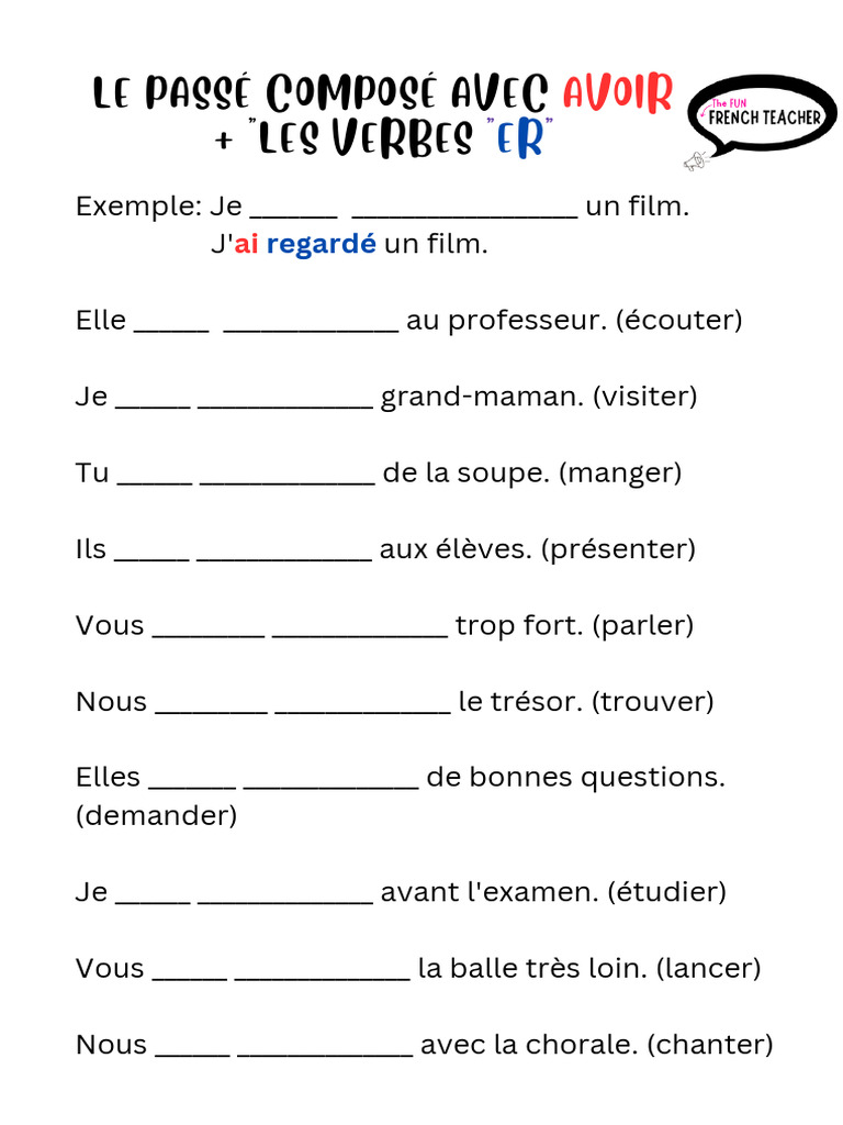 Exercices: Passé Composé avec Avoir | PDF