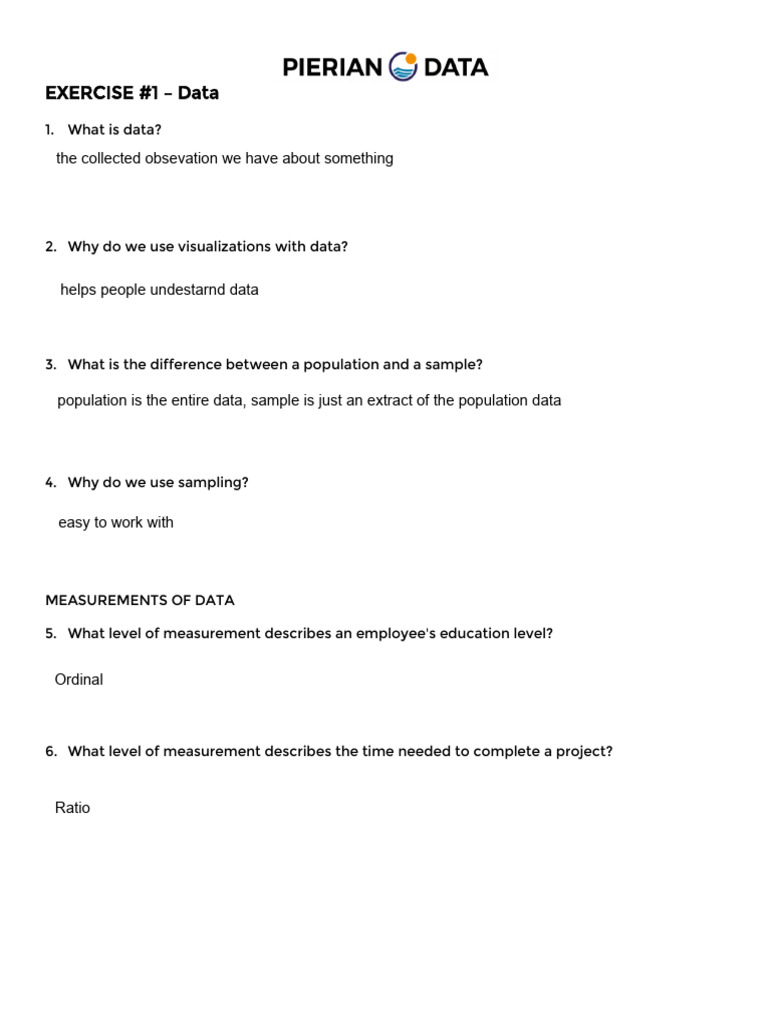 Exercise01-Data (Rspuestas) | PDF | Statistical Analysis | Teaching Mathematics