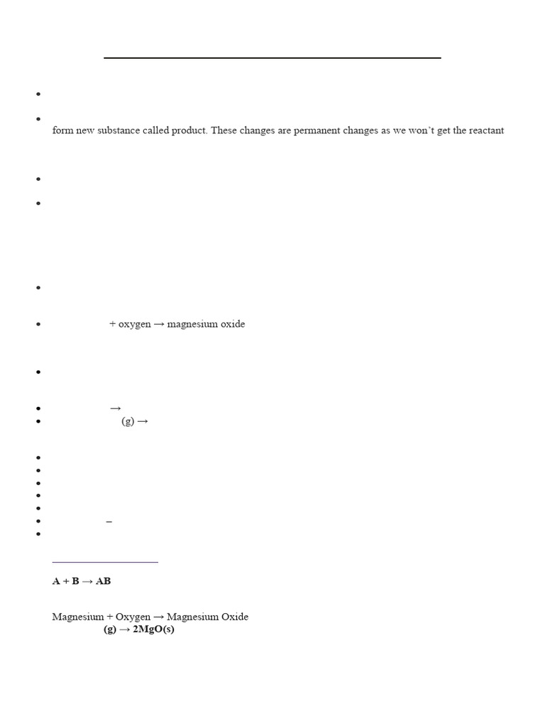 Notes of Ch-1 Chemical Reactions and Equations | PDF | Chemical ...
