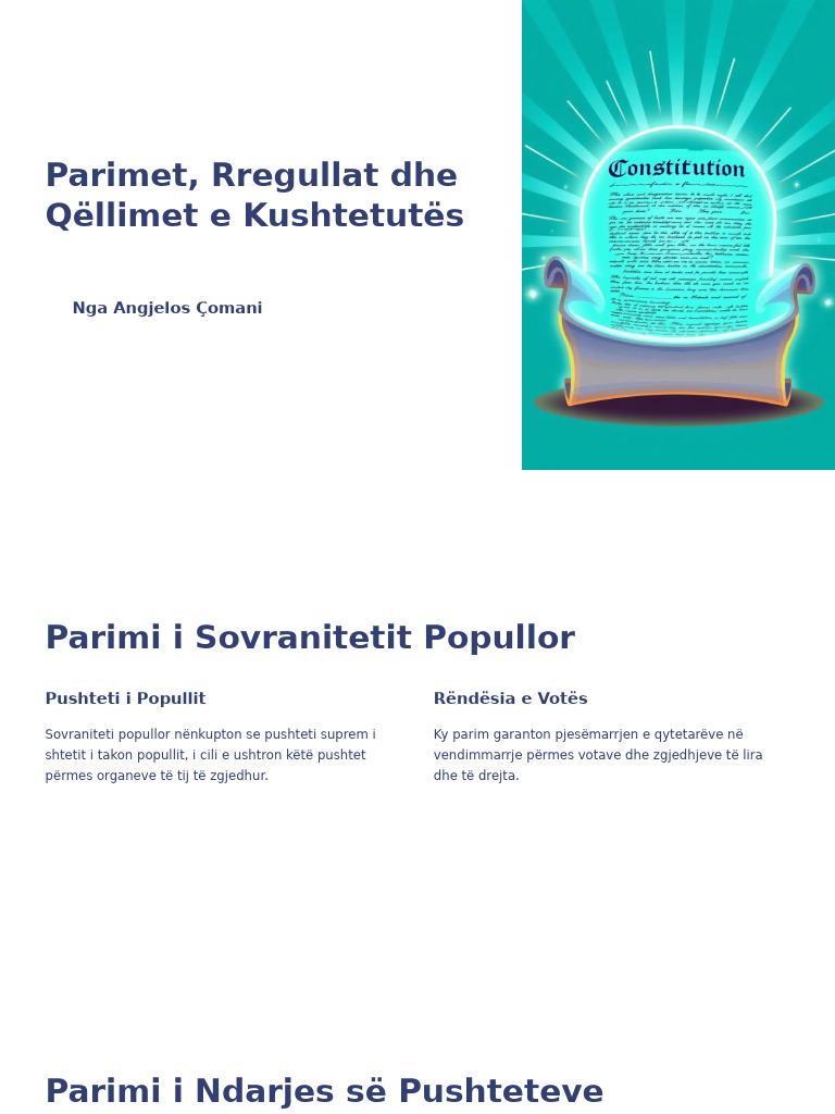 Parimet Rregullat Dhe Qellimet e Kushtetutes | PDF