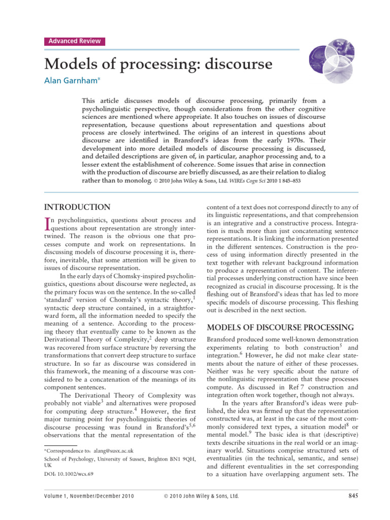 Models_of_processing_discourse | PDF | Grammatical Gender | Pronoun