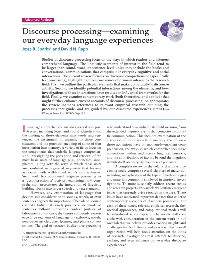 Discourse Processing Examining Our Every | PDF | Reading Comprehension | Information