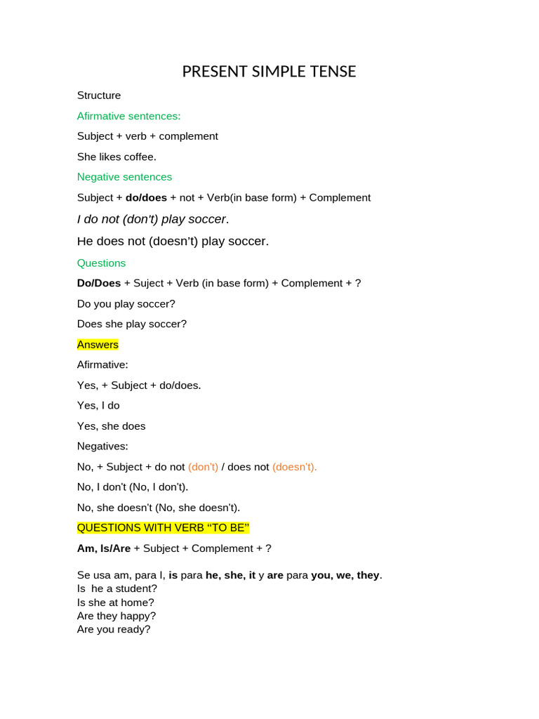 Present Simple | PDF