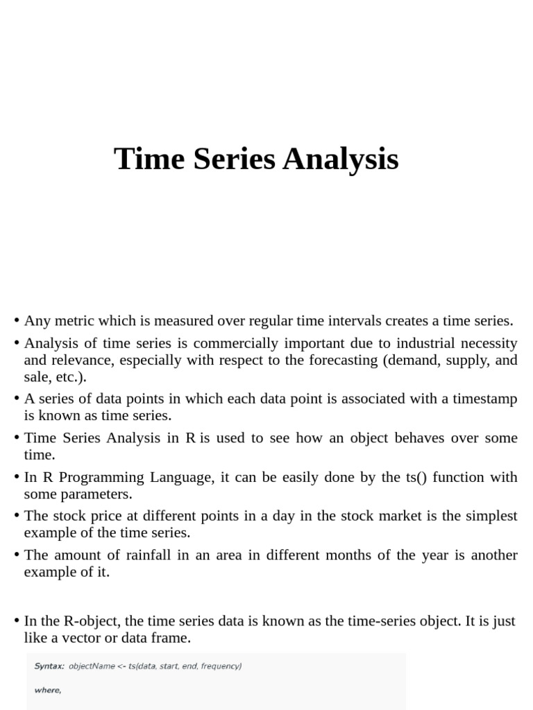 Time Series Analysis using R | PDF | Time Series | Statistical Analysis
