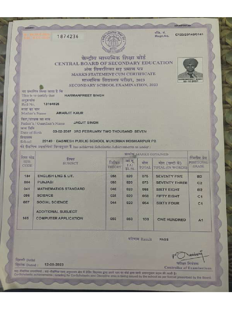 Class X Certificate | PDF