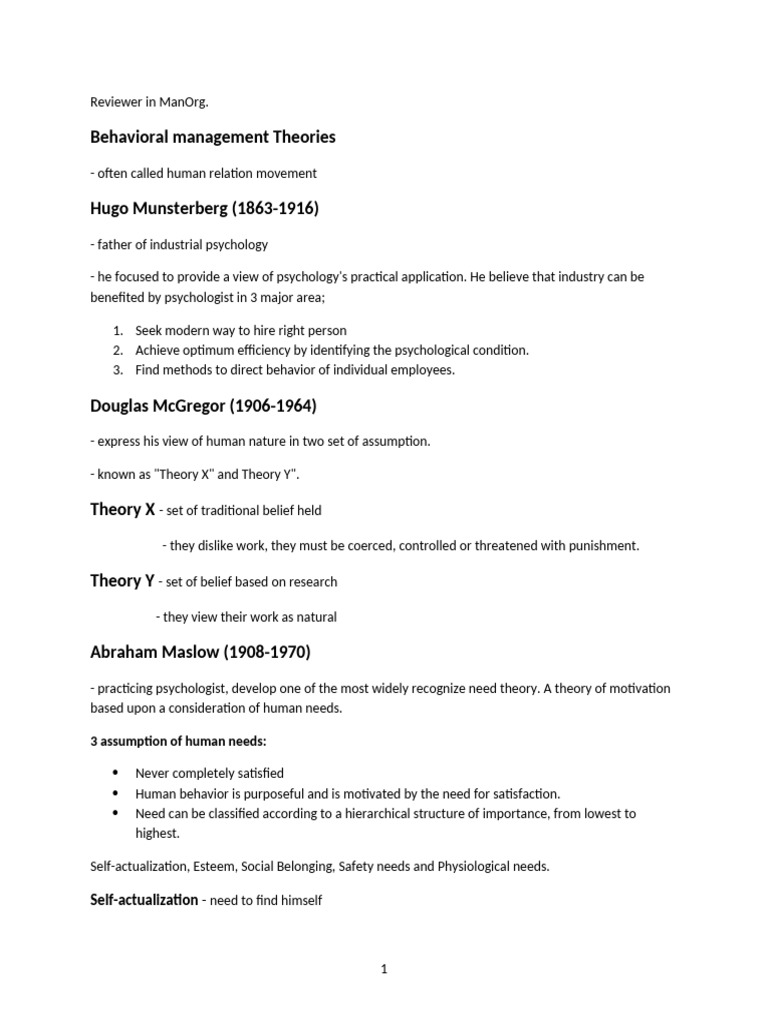 Key Behavioral Management Theories | PDF