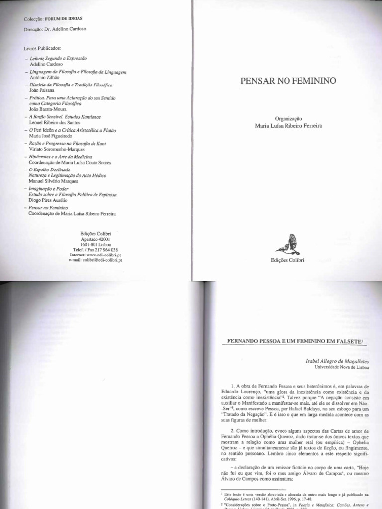 Fernando Pessoa e o Feminino em Falsete | PDF | Amor | Simpósio (Platão)