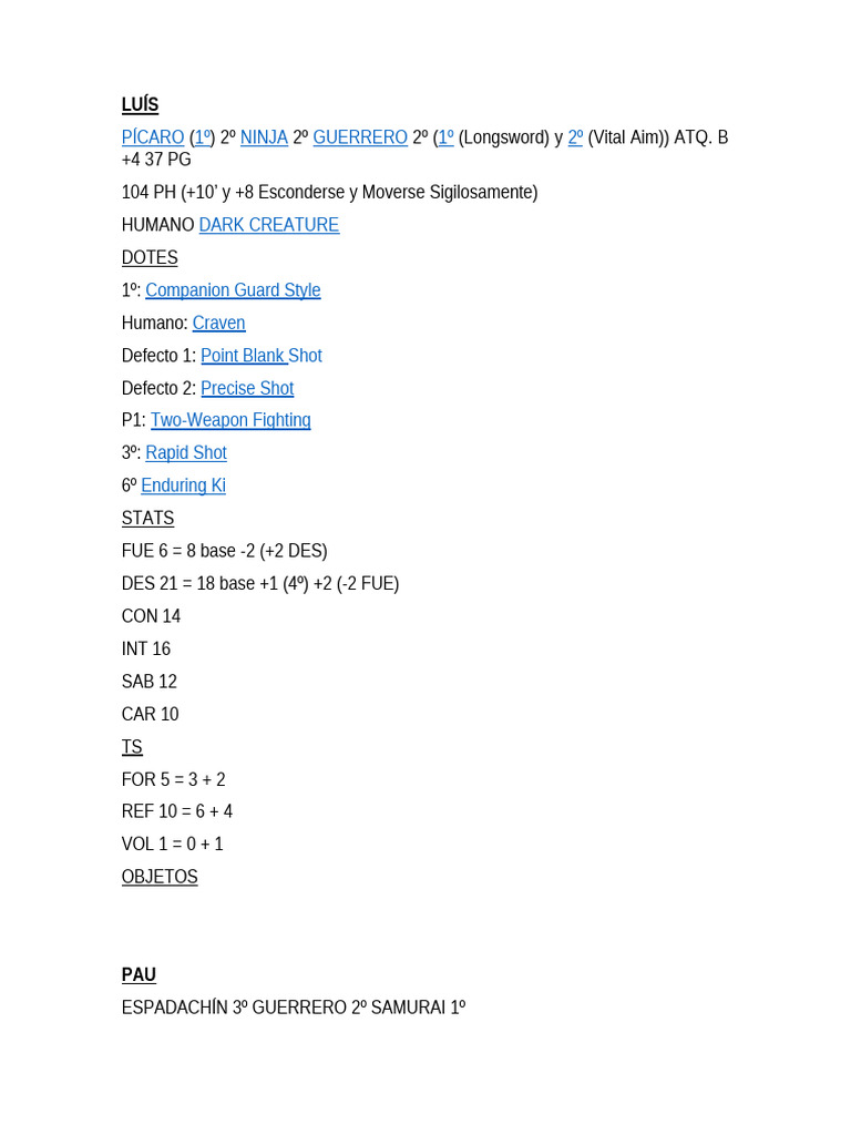 (Los Libros Del Este) Borrador de Personajes - Ver 1.0 | PDF