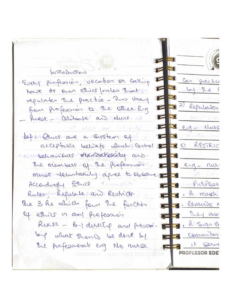 Nursing Ethics and Jurispudence First Part of The Note | PDF