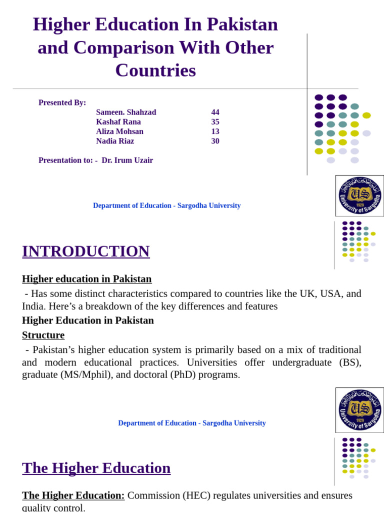 Higher Education in Pakistan: A Comparison | PDF | University | Higher ...