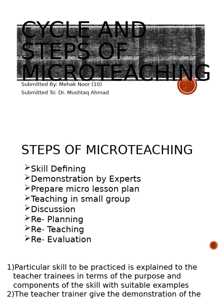 Cycle and Steps of Microteaching | PDF | Teachers | Lesson Plan