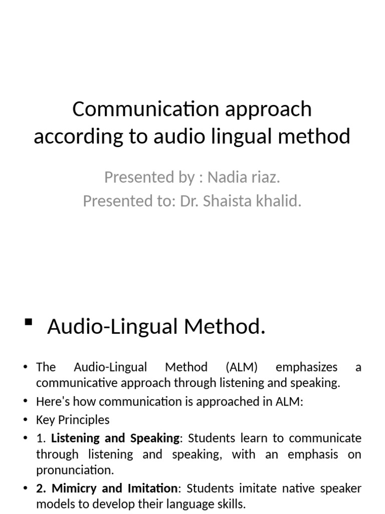 Audio-Lingual Method Communication Techniques | PDF