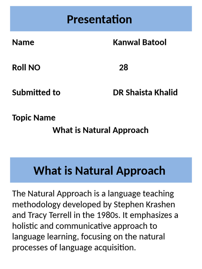 What Is Natural Approach | PDF