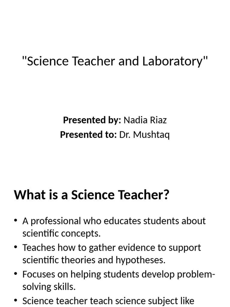 Science Teacher and Laboratory by Nadia Riaz | PDF