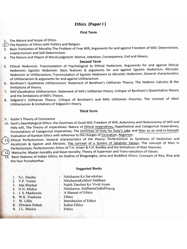 Ethics Syllabus | PDF