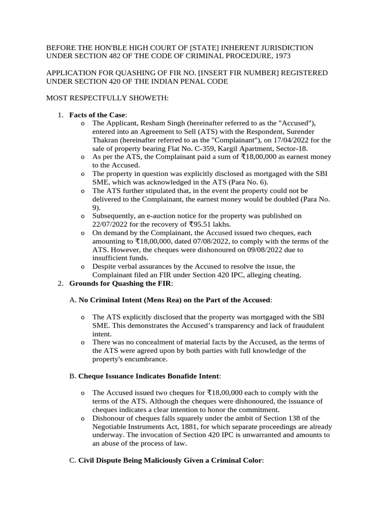 Application of Quashing | PDF | Common Law | Civil Law (Legal System)