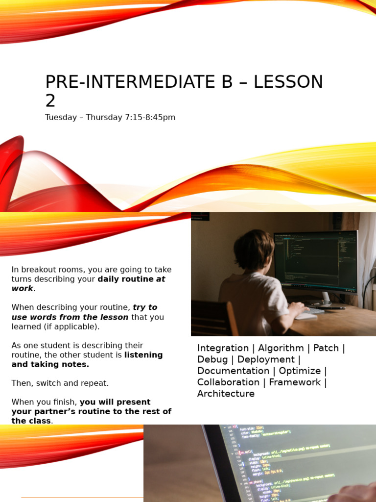 Engish Pre-Intermediate B - Lesson 2 | PDF | Software | Agile Software ...