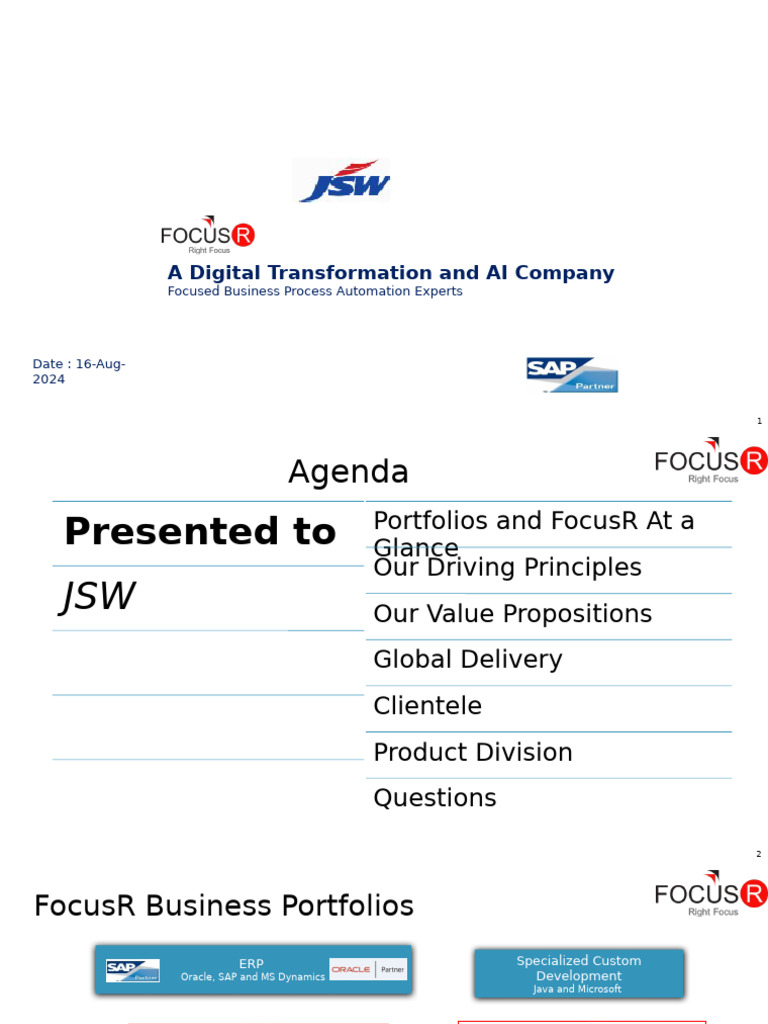 FocusR_JSW_Intro | PDF | Enterprise Resource Planning | Supply Chain ...