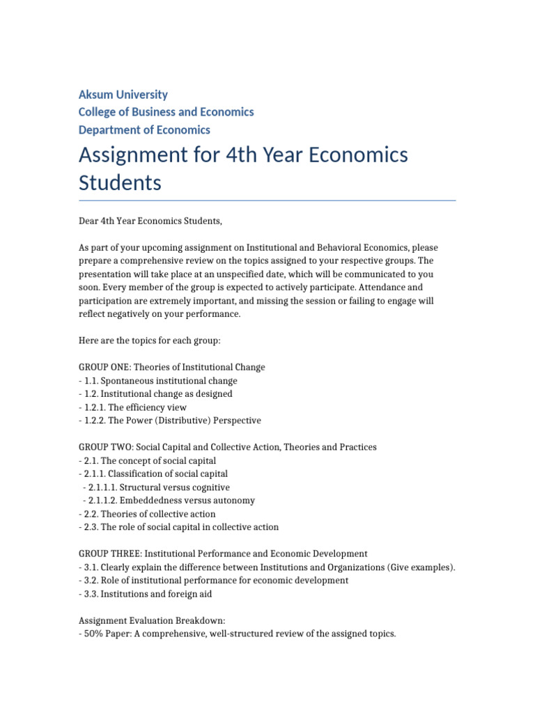 Economics Assignment Review Updated | PDF