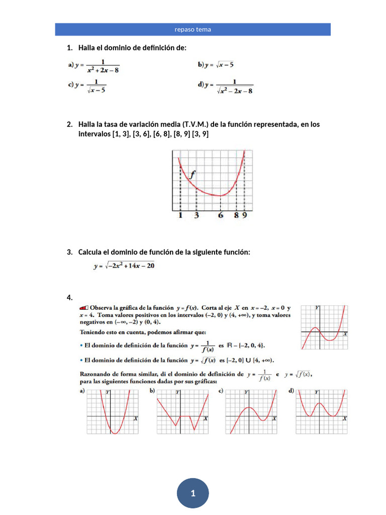 examen funciones 4 eso | PDF