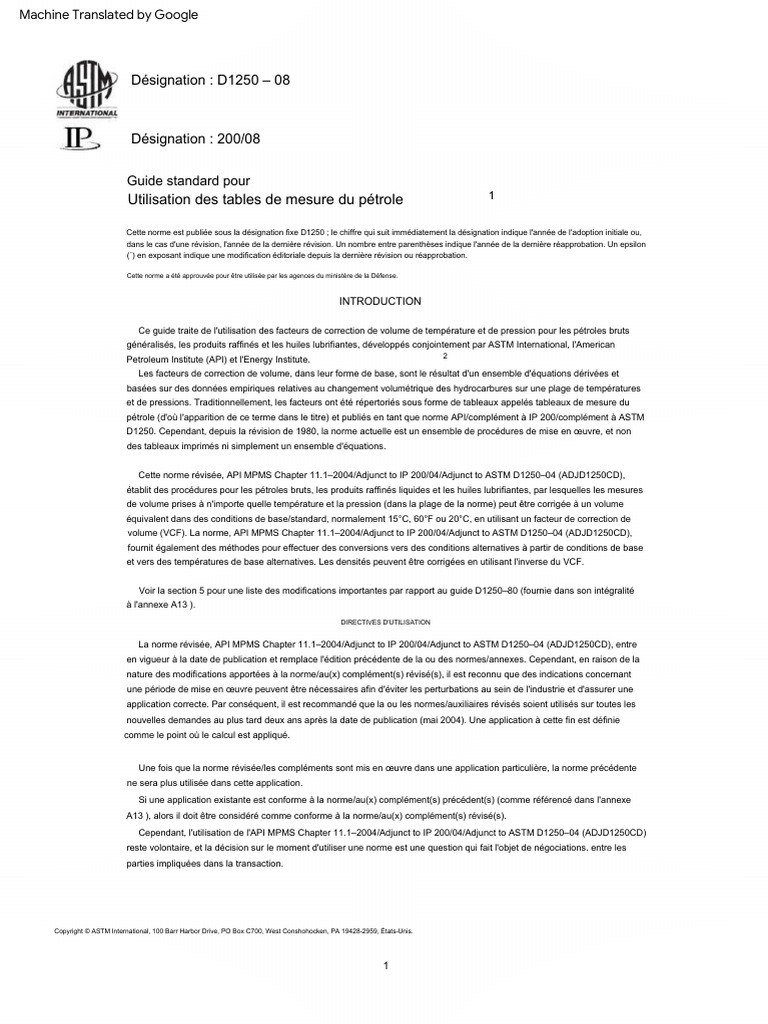 Astm-D1250 FRRRPDF | PDF | Essence (hydrocarbure) | Fioul