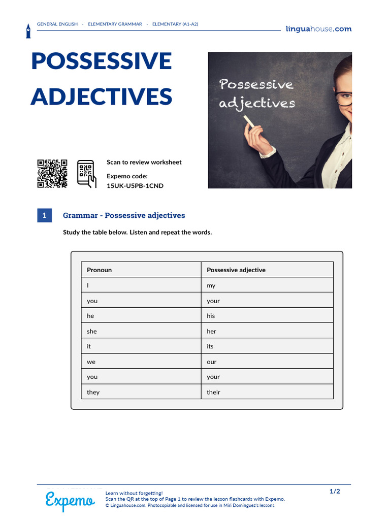ST Possessive Adjectives British English Student Ver2 | PDF | English Language | Language Mechanics