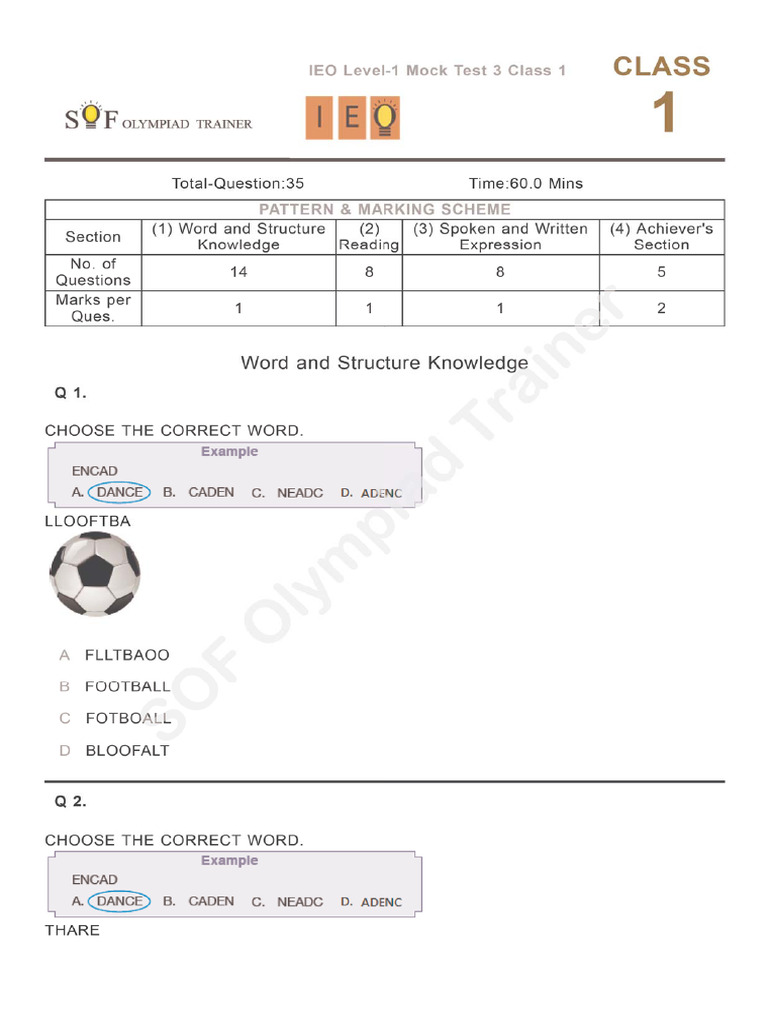 IEO Level1 Mock3 Class1 | PDF