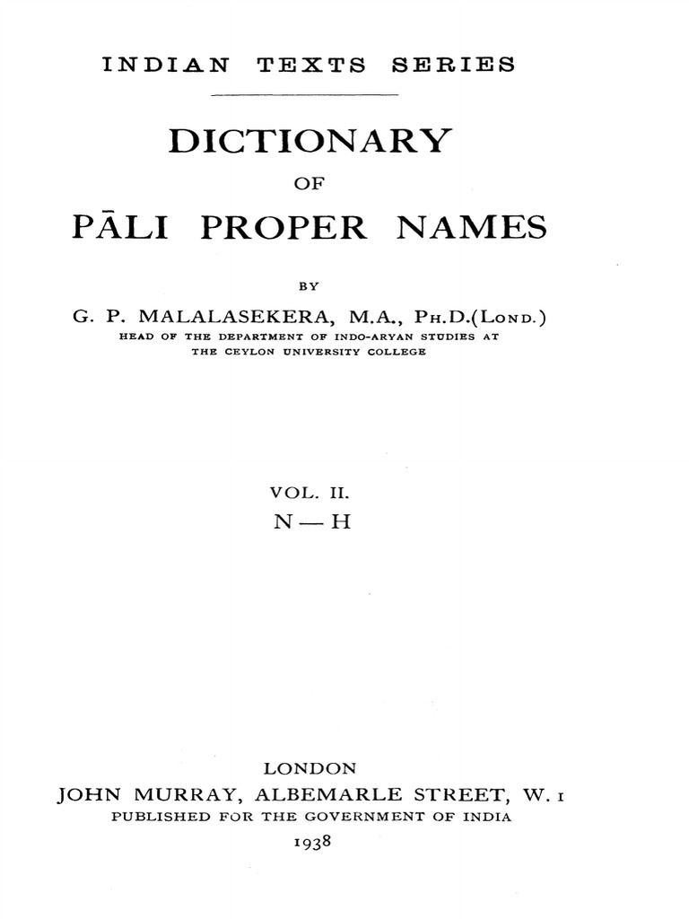 Pali Proper Name 2 | PDF | Pali